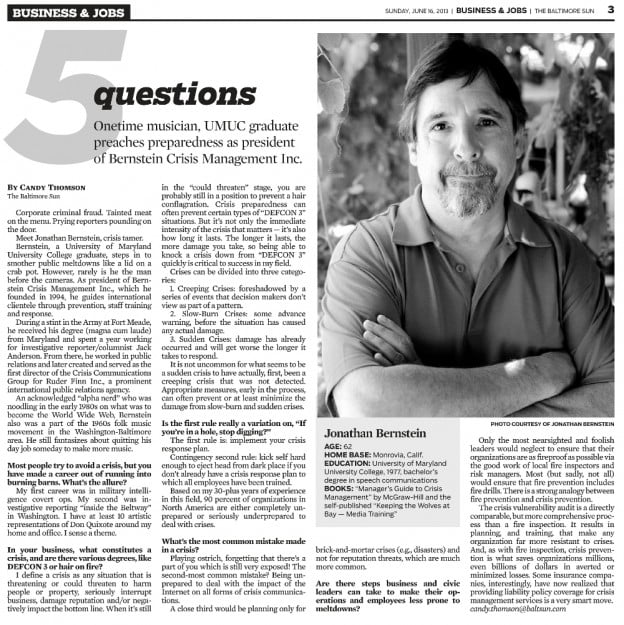 5 Crisis Management Questions for Jonathan Bernstein - Bernstein Blog